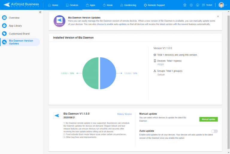 How to manage Biz Daemon updates using AirDroid Business Version Update ...